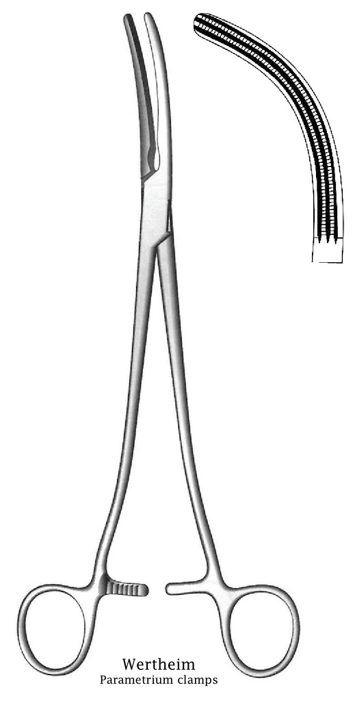 Wertheim Clamp Forcep, Forcep Histerectomia y Vaginal - longitud = 24 ...